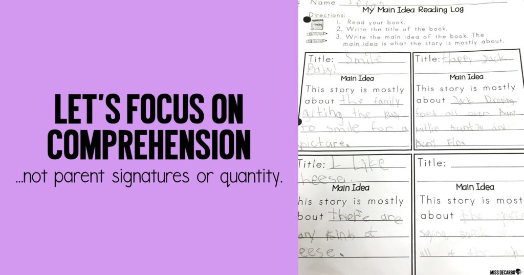 Reading Logs for Comprehension and Nightly Reading - Miss DeCarbo