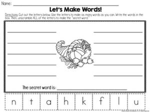 November Word Builders Word Work Activity - Miss DeCarbo