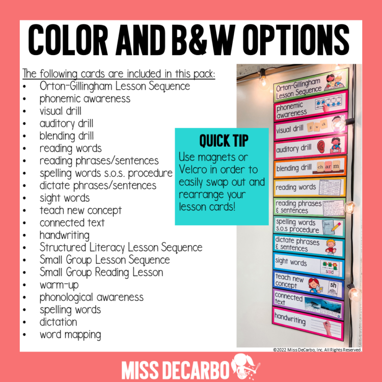 Orton-Gillingham Lesson Cards - Structured Literacy Tool - Miss DeCarbo